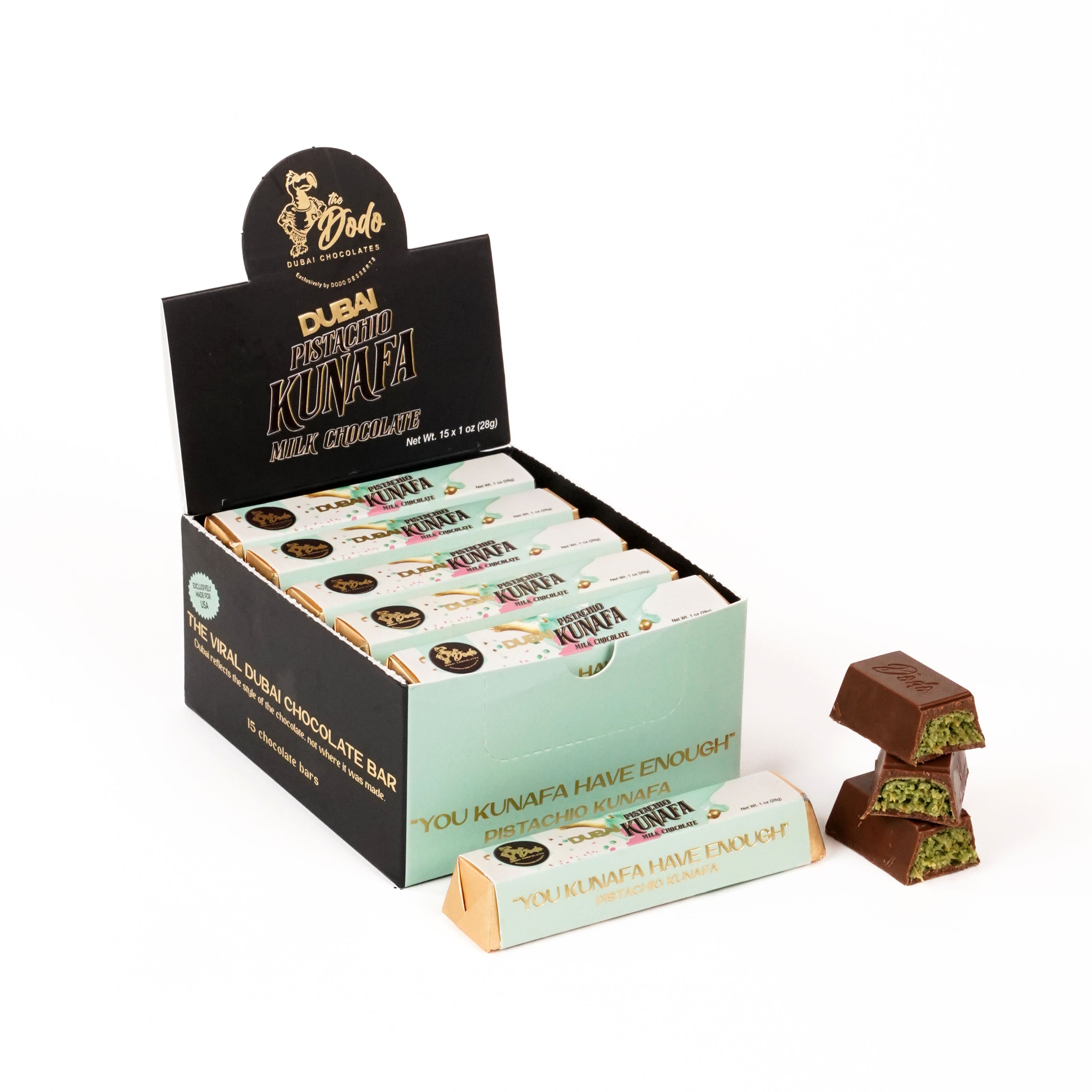 Dubai Style Chocolate Bar Multipack - 15 Bars (1 oz. bars) – The Dodo ...